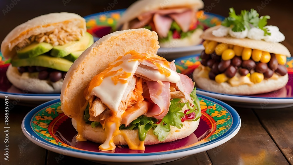 traditional food in colombia or venezuela named arepa made with corn ...