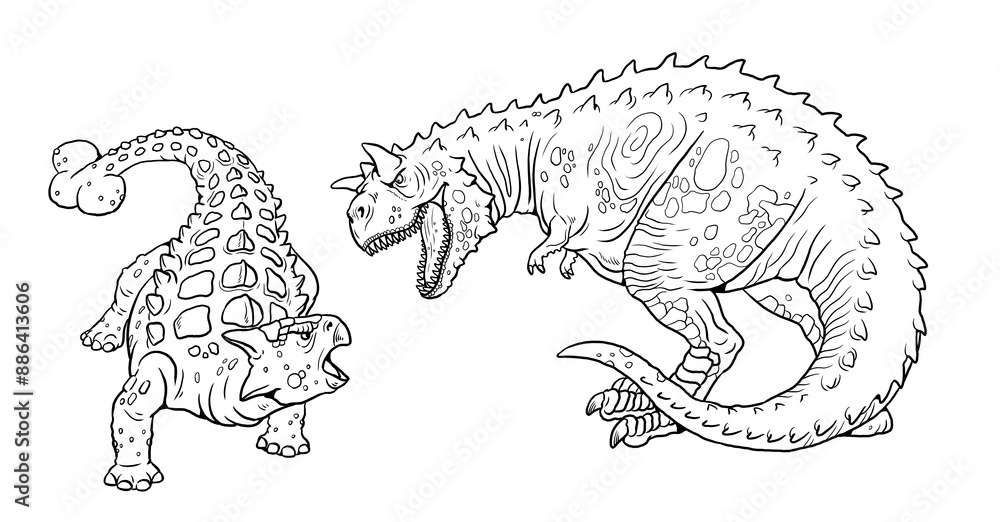 Ilustración de Stock Predatory dinosaur Carnotaurus attacks the ...