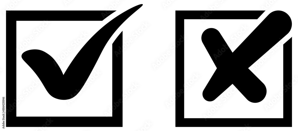 Check mark and Cross icons .Checkmark tick and Cross symbol.Checkbox ...