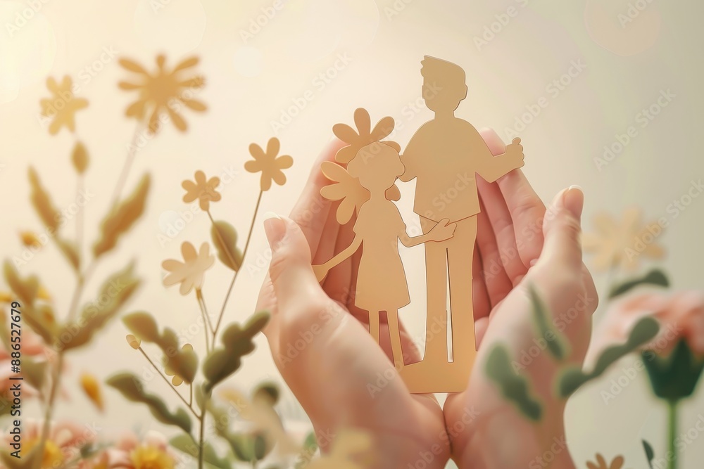 Families holding paper cutouts, adoption foster care, homeless support ...