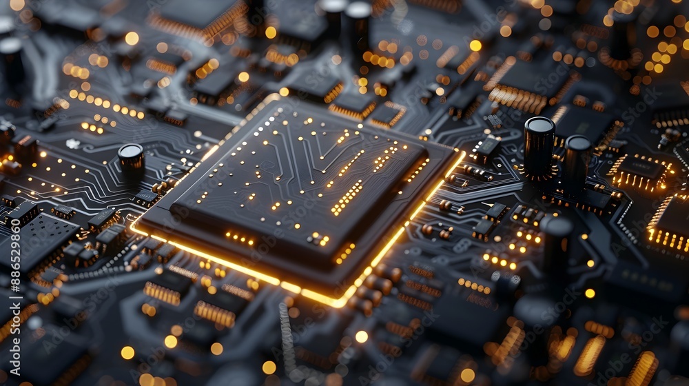 Detailed Circuit Board Close Up Highlighting Intricate Connections and ...