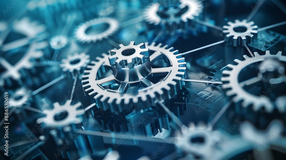 A collection of gears are shown in a close up. The gears are all ...