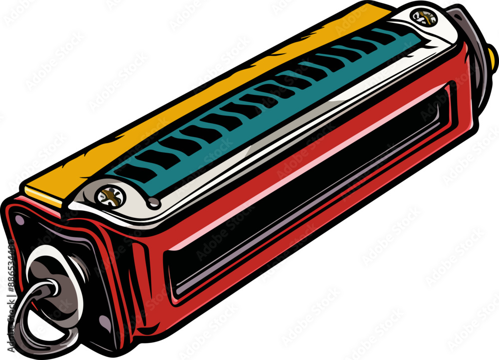 harmonica vector illustration isolated on transparent background. Stock ...