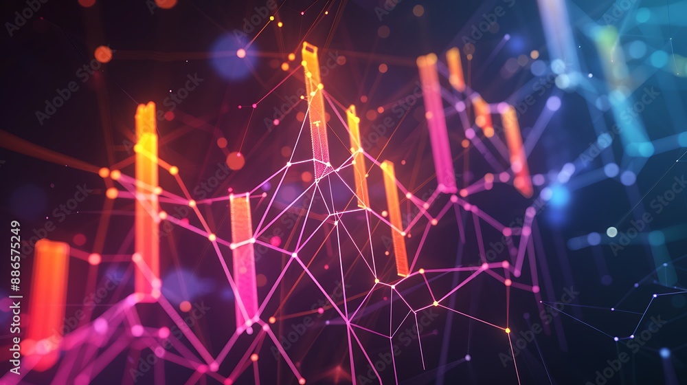Artistic interpretation of a financial candlestick graph chart, using ...