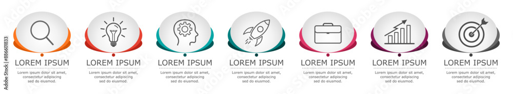Business infographic Vector with 7 steps.Used for presentation ...