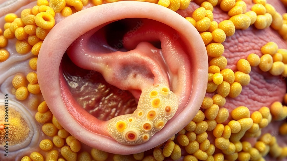 Stock-Foto „Otitis externa also called swimmer's ear. Inflammation ear ...