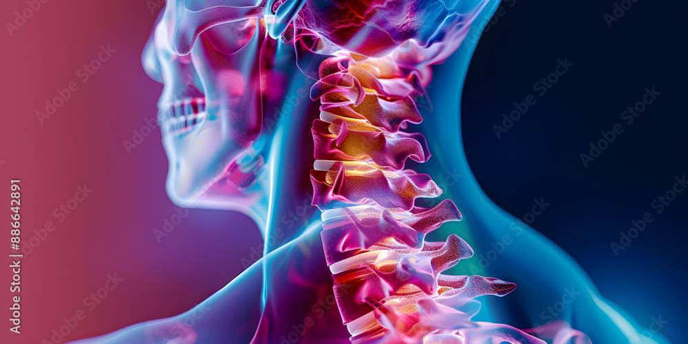Stock-Illustration „Visualize C1 vertebra injury causing neck pain and ...