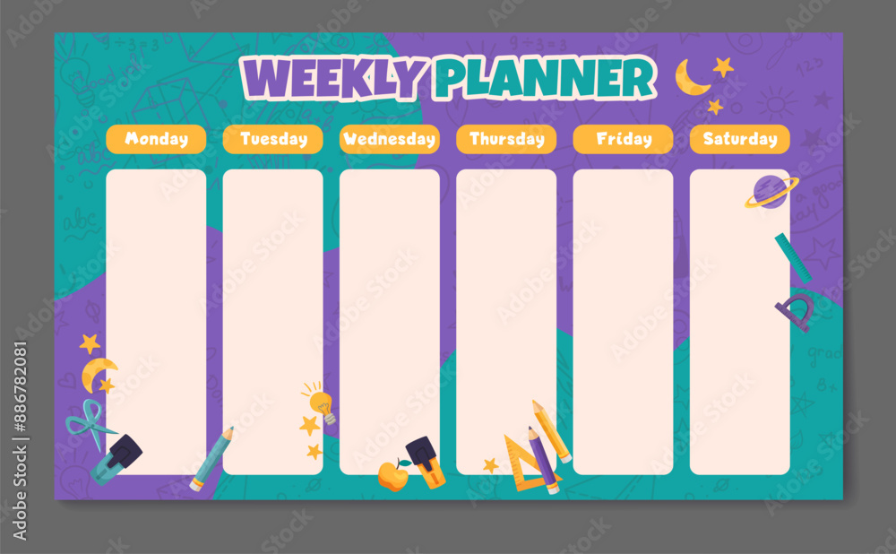 Printable weekly or daily planner, school timetable with cute schoolboy ...
