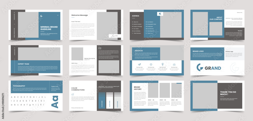 Brand Guidelines Template, Brand Identity Presentation Layout, Logo ...