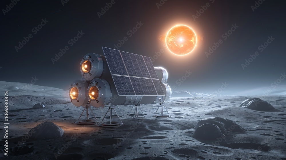 Space habitat orbiting a dwarf planet, with solar panels and modular ...