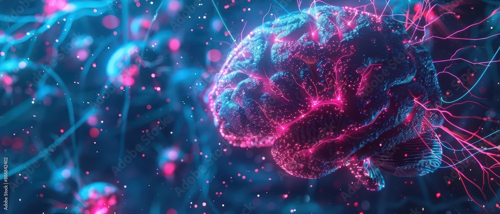 Neon style of brain neurons highlighting cognitive health benefits ...