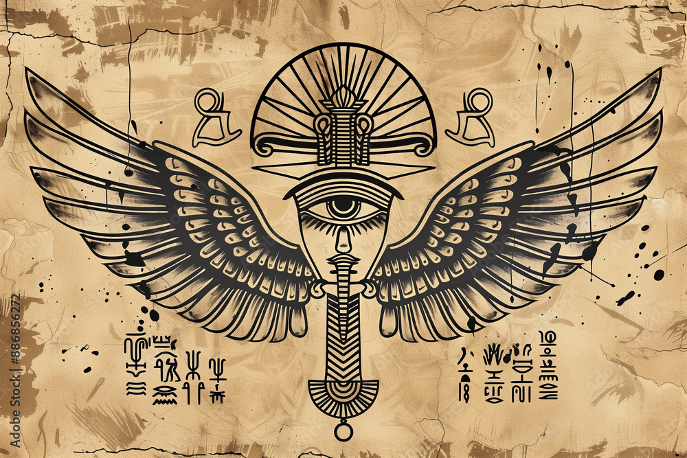 a sketch tattoo ornament based on ancient Egyptian culture ...