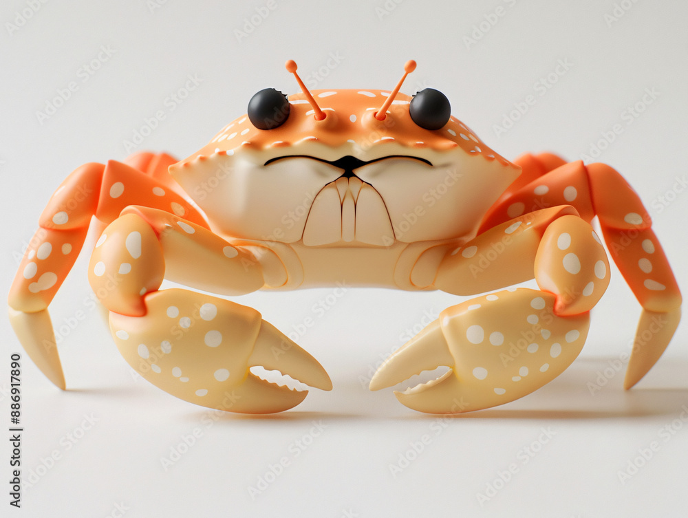 Adorable clay crab with walking sideways, full body, facing front, very ...