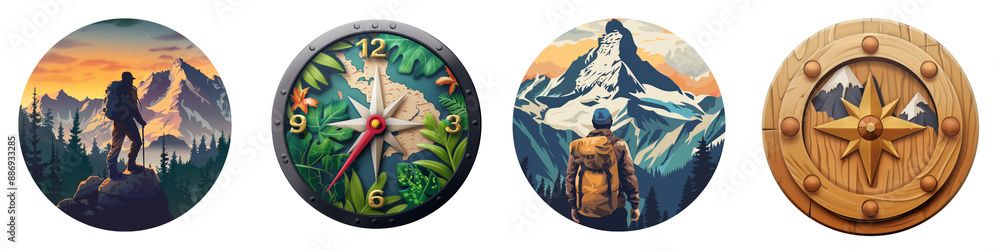 Adventure clipart collection, symbol, logos, icons isolated on ...