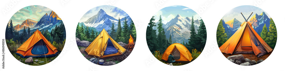 Camping clipart collection, symbol, logos, icons isolated on ...