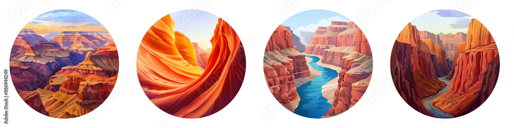 Canyons clipart collection, symbol, logos, icons isolated on ...
