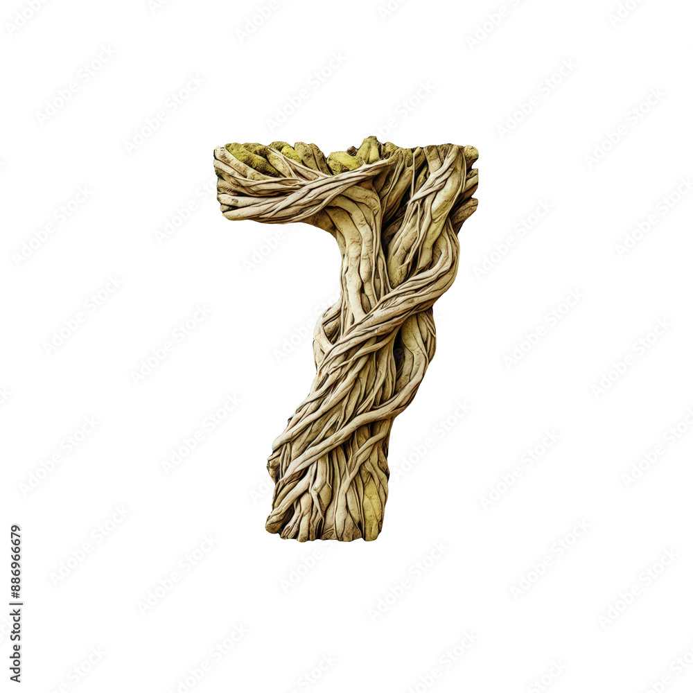 Number 7. Seven. Nature-Inspired Artstyle with old tree roots ...