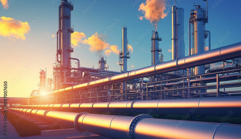 Foto de Stock Industry pipeline transport petrochemical, gas and oil ...