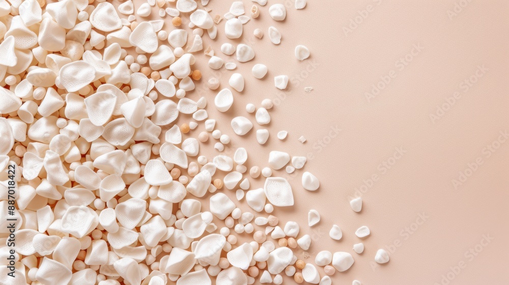 A protective packing peanuts with a variety of sizes and shapes. The ...