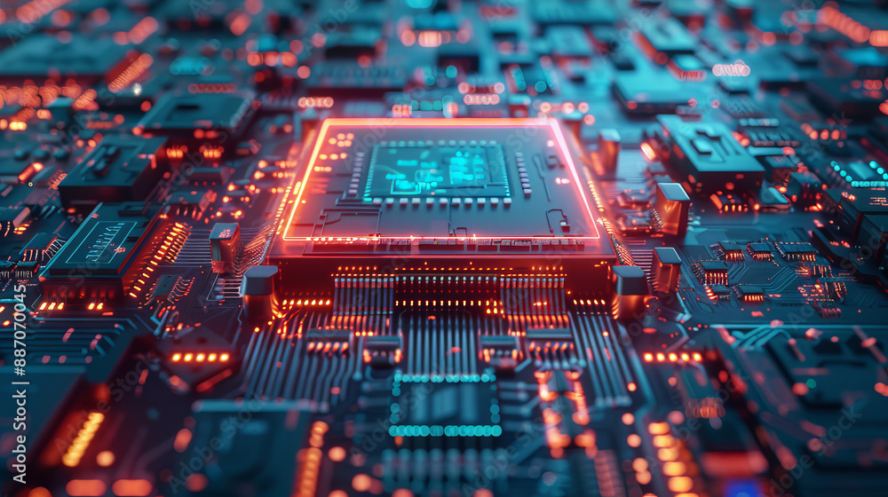 "Futuristic central processing unit (CPU) featuring a powerful quantum ...
