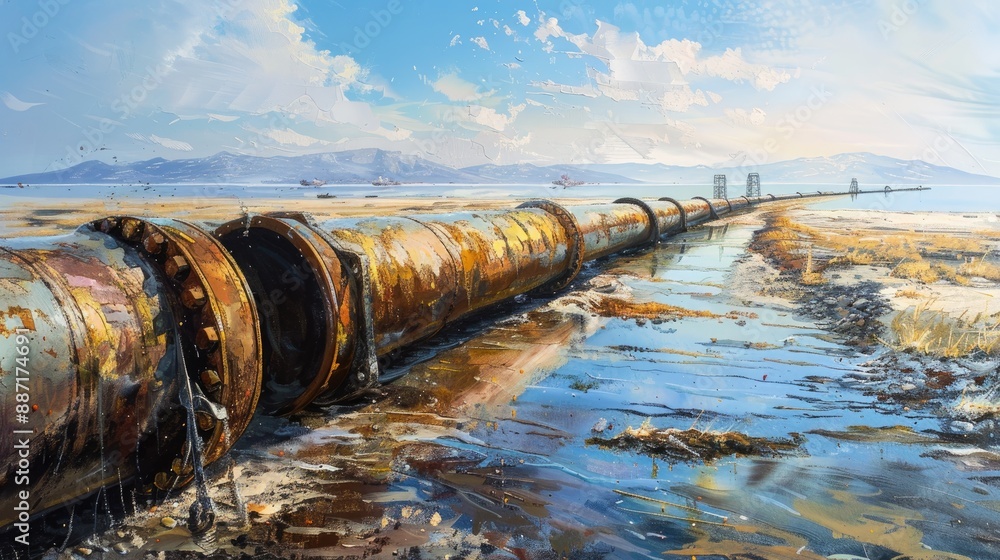 Real construction process laying pipes Technogenic catastrophe ...