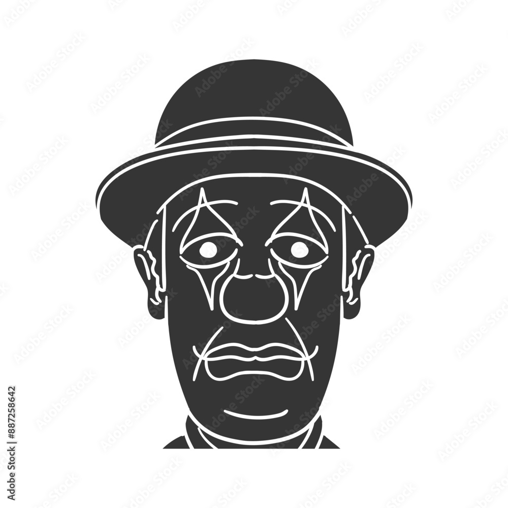 Sad Clown Icon Silhouette Illustration. Circus Vector Graphic Pictogram ...