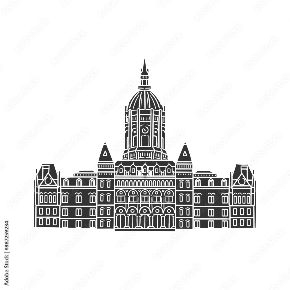 Connecticut Icon Silhouette Illustration. State Capitol Vector Graphic ...