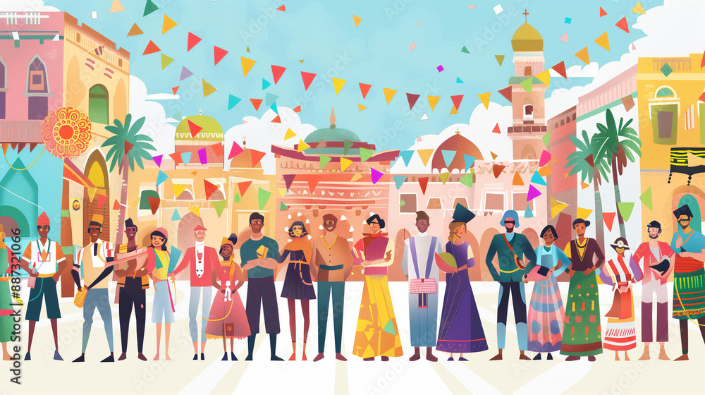 illustration of Heritage Day background banner, view of people wearing ...