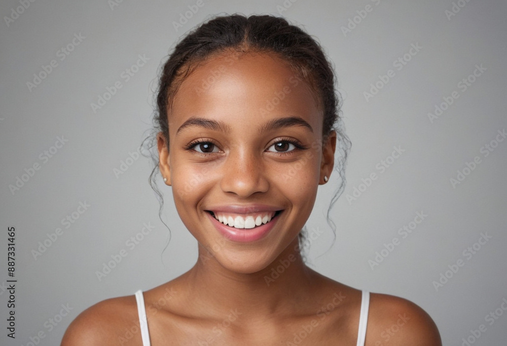 Portrait view of a regular happy smiling Dominica girl, ultra realistic ...