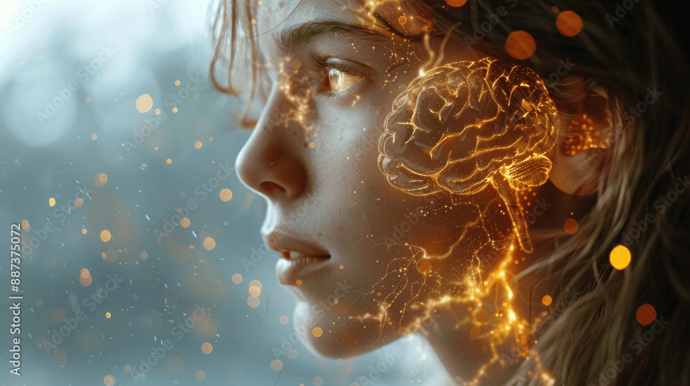 Human Brain Anatomy with Nervous System on Wet Market Background ...