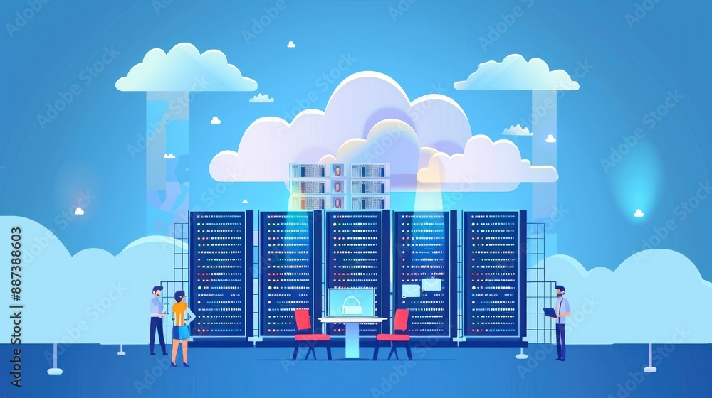 Cloud Computing Data Center Stock Illustration | Adobe Stock