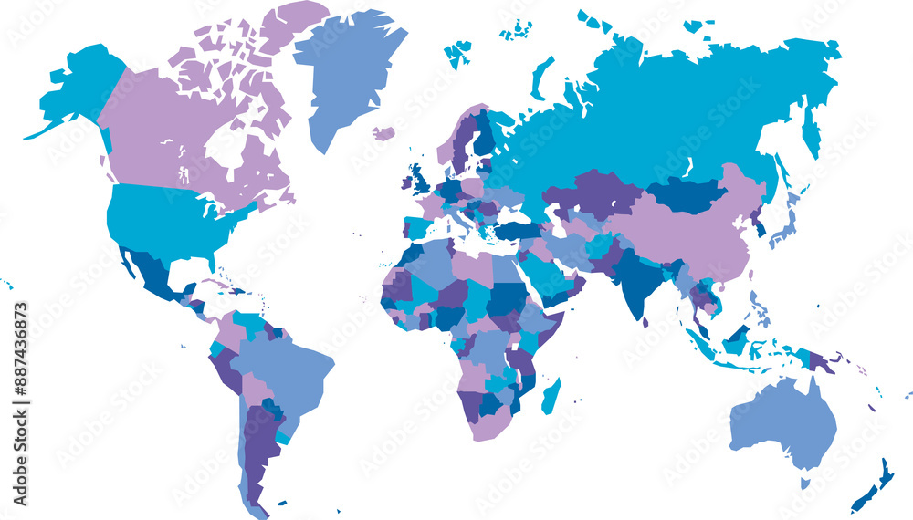 Political world map with transparent background Stock Illustration ...