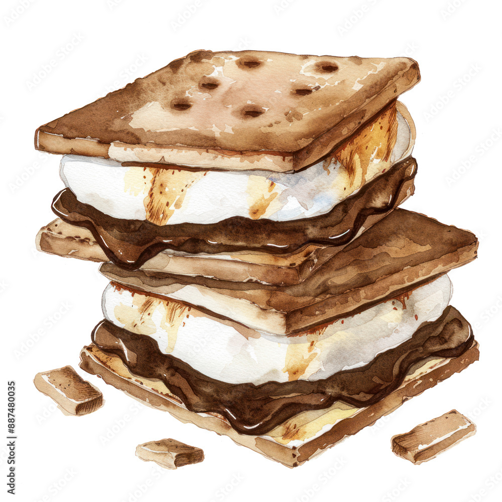S'mores watercolor illustration isolated on transparent. png file for ...