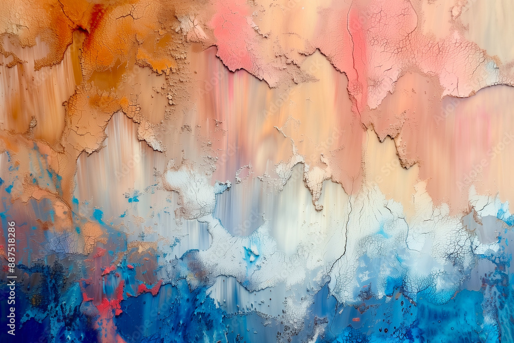 abstract textured background with pastel colors and cracked paint ...