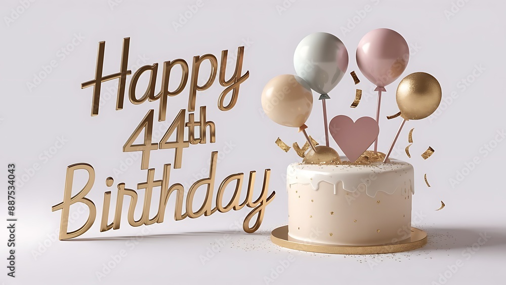 Minimalist 3D Pastel theme Happy 44th Birthday Background With ...