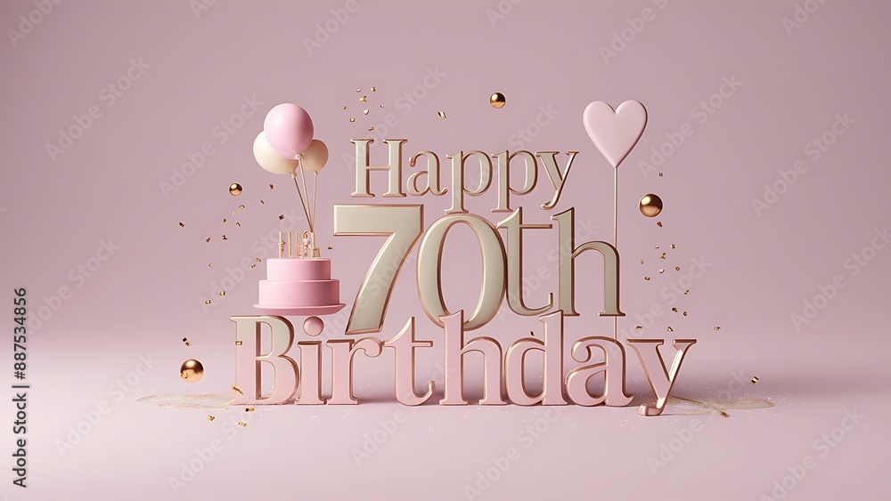 Minimalist 3D Pastel theme Happy 70th Birthday Background With ...