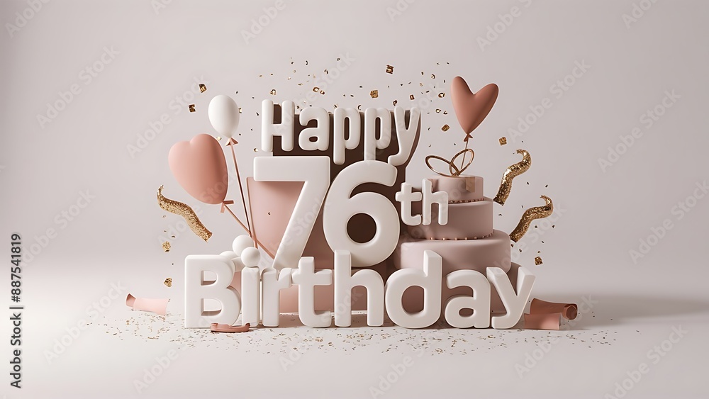 Minimalist 3D Pastel theme Happy 76th Birthday Background With ...