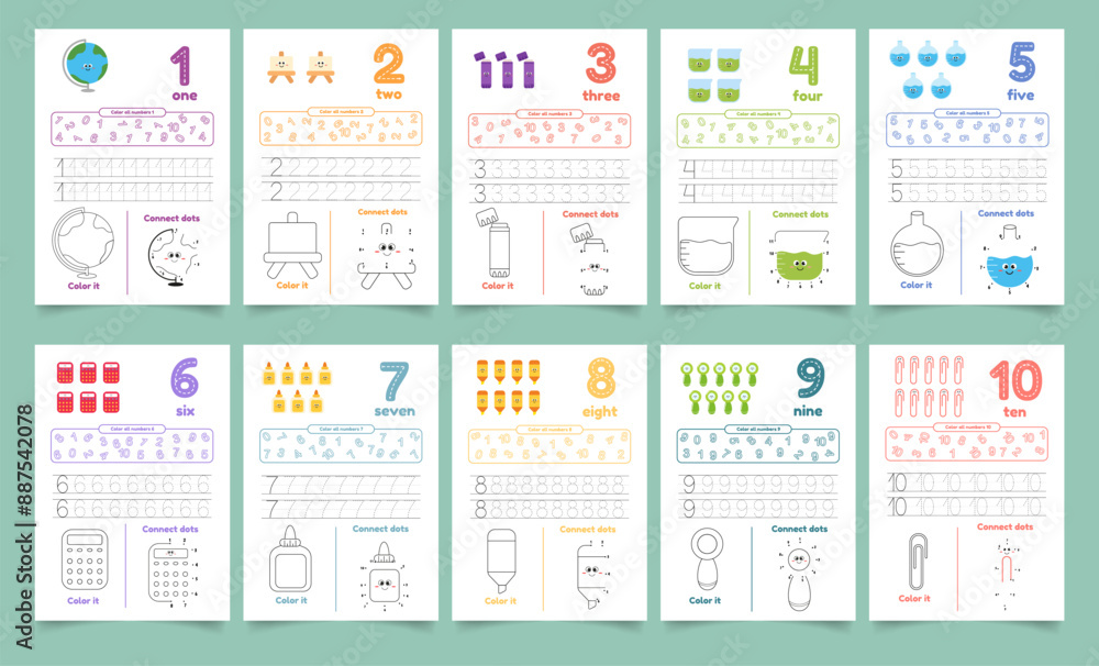 Activity worksheets for kids with many exercises. Learning numbers from ...