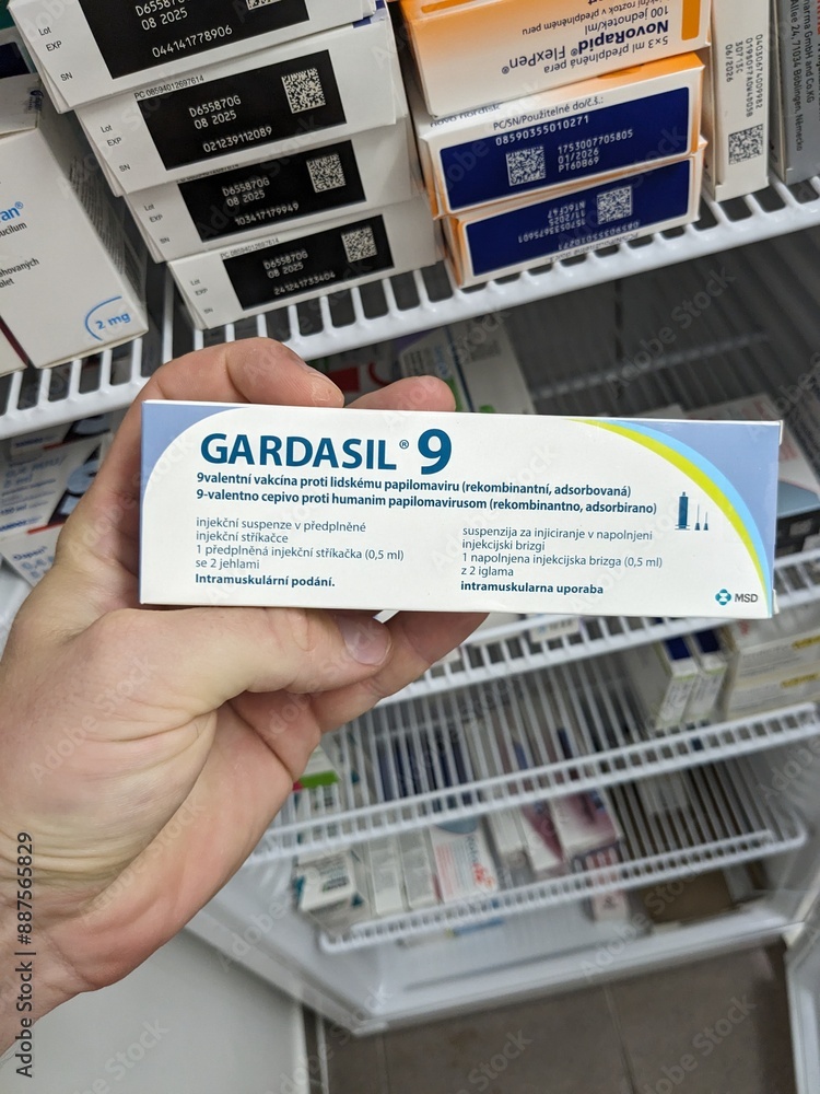 Prague, Czech Republic - July 10 2024: GARDASIL box of vaccine for HPV ...