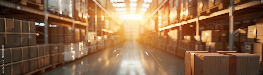 Silhouette of stacked goods in a warehouse, supply chain logistics ...