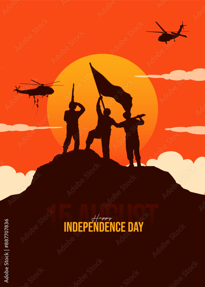 '15th August' and 'Happy Independence Day' Text with Indian Army ...