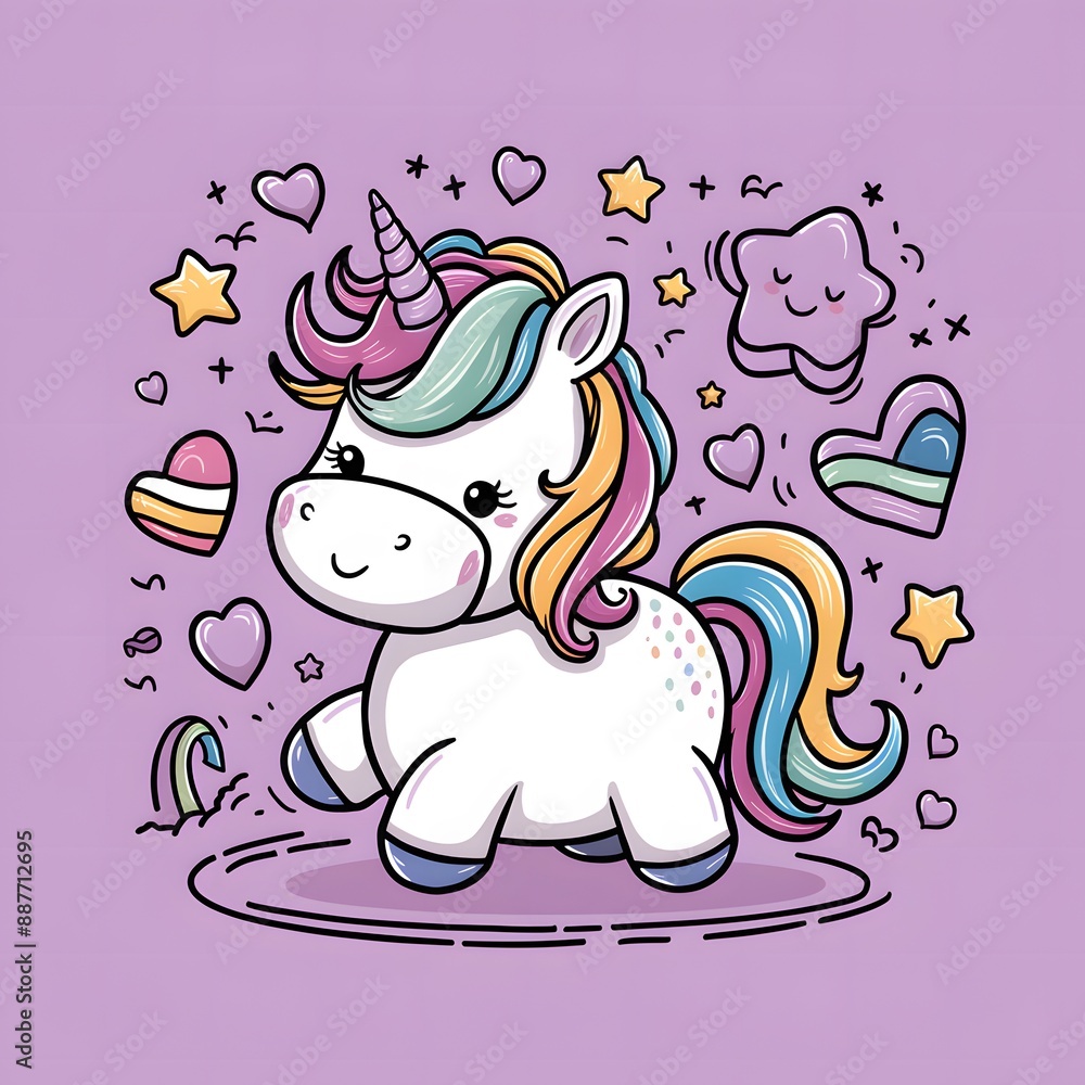 Unicorn line art for children coloring book illustration. Cute cartoon ...