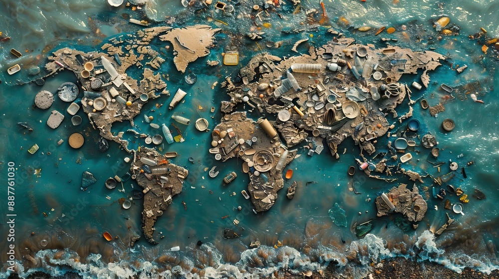 World of plastic - map made of plastic bottles, ecology and ...