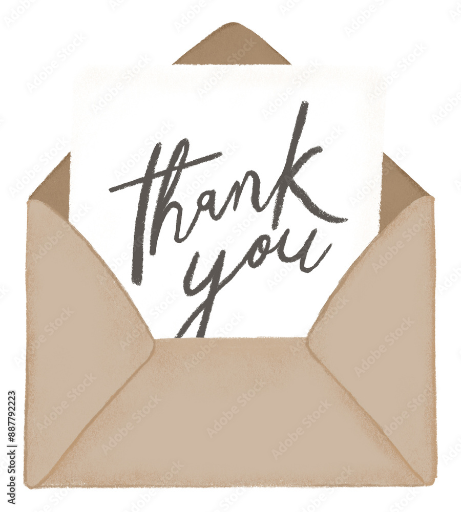 Thank you card png sticker, stationery graphic, transparent background ...