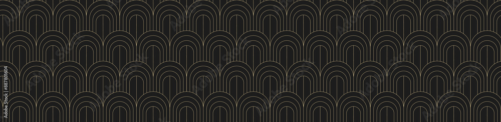 Seamless golden arch texture on a black background. Elegant pattern in ...
