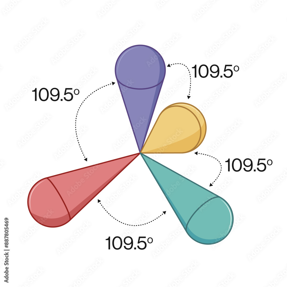 Detailed SP3 Hybridization Structure Illustration, Scientific Vector Art, White Background ...