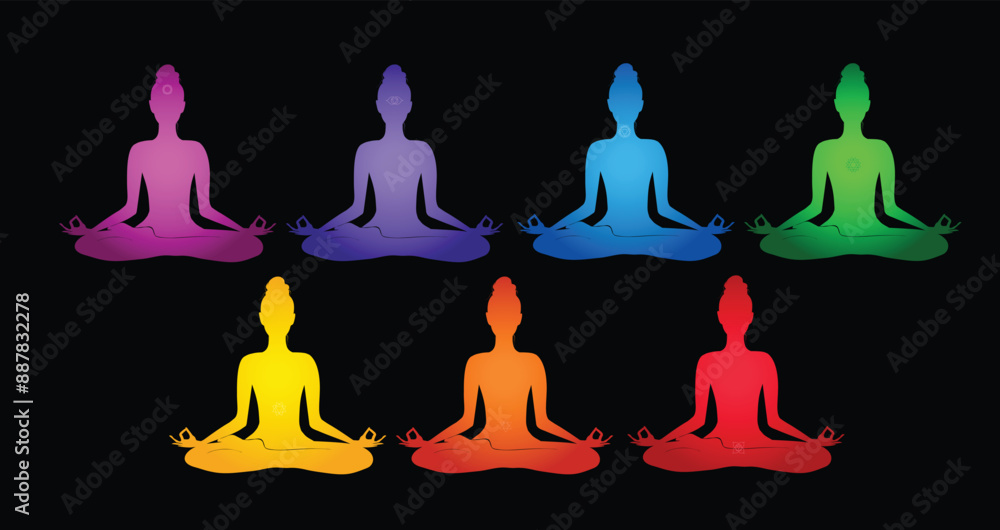 Meditation aura and chakras vector Stock Vector | Adobe Stock