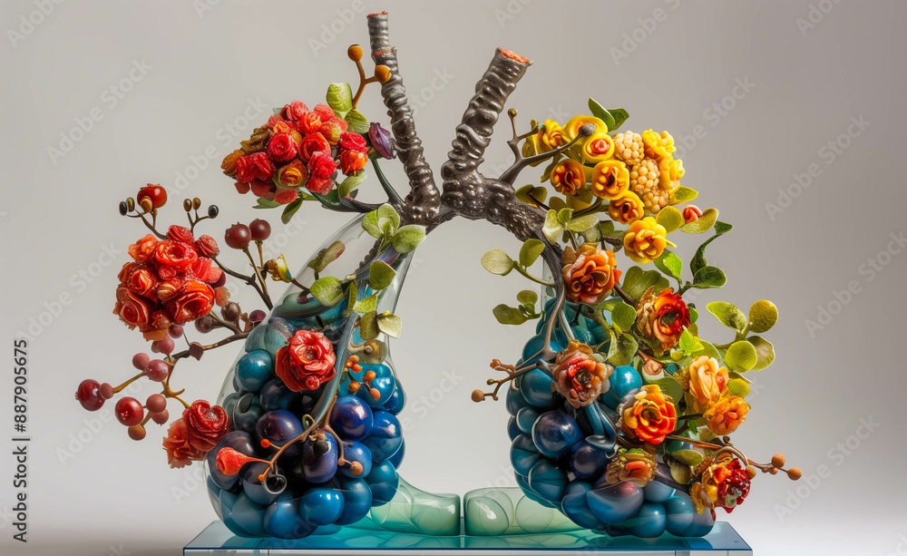 Ilustración de Stock Human lungs, with delicate alveoli expanding and ...