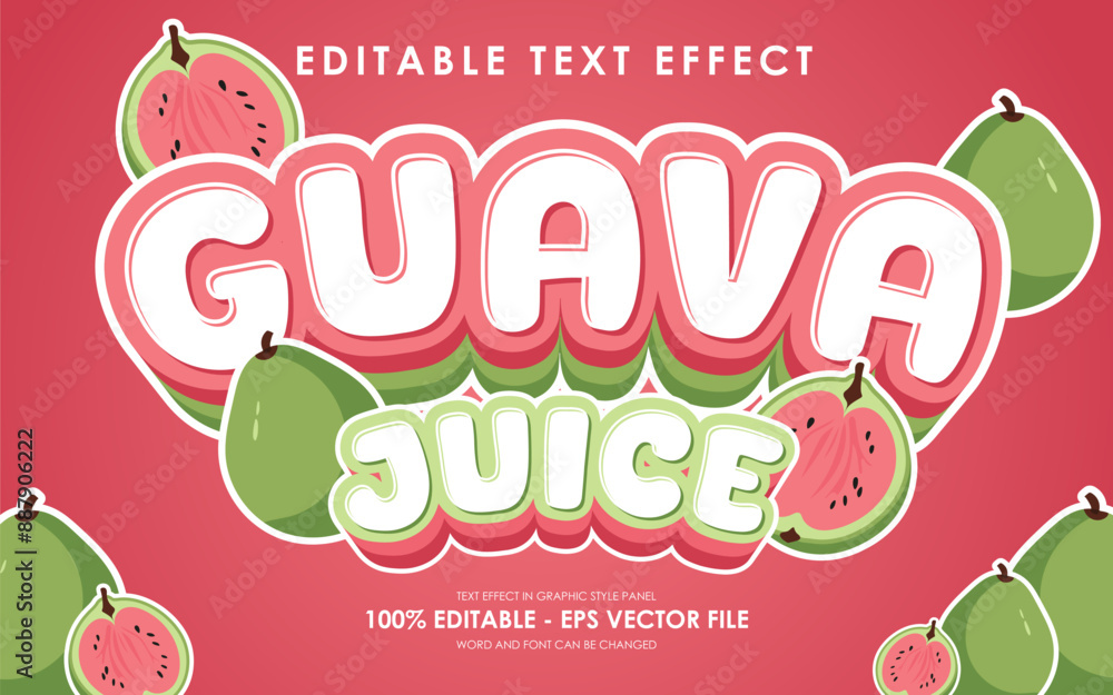 Editable Guava Juice Text Effect. with illustration of Guava. suitable ...
