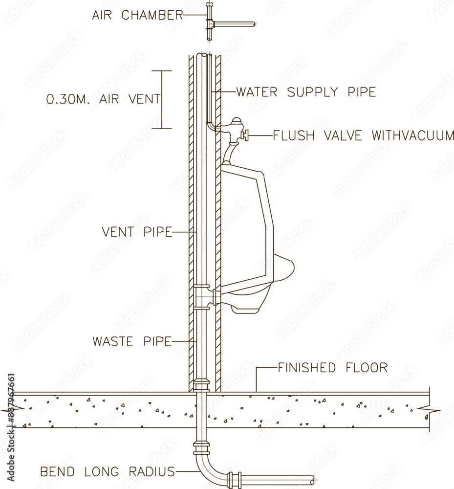 Vector silhouette illustration sketch of a detailed design of a urinal ...